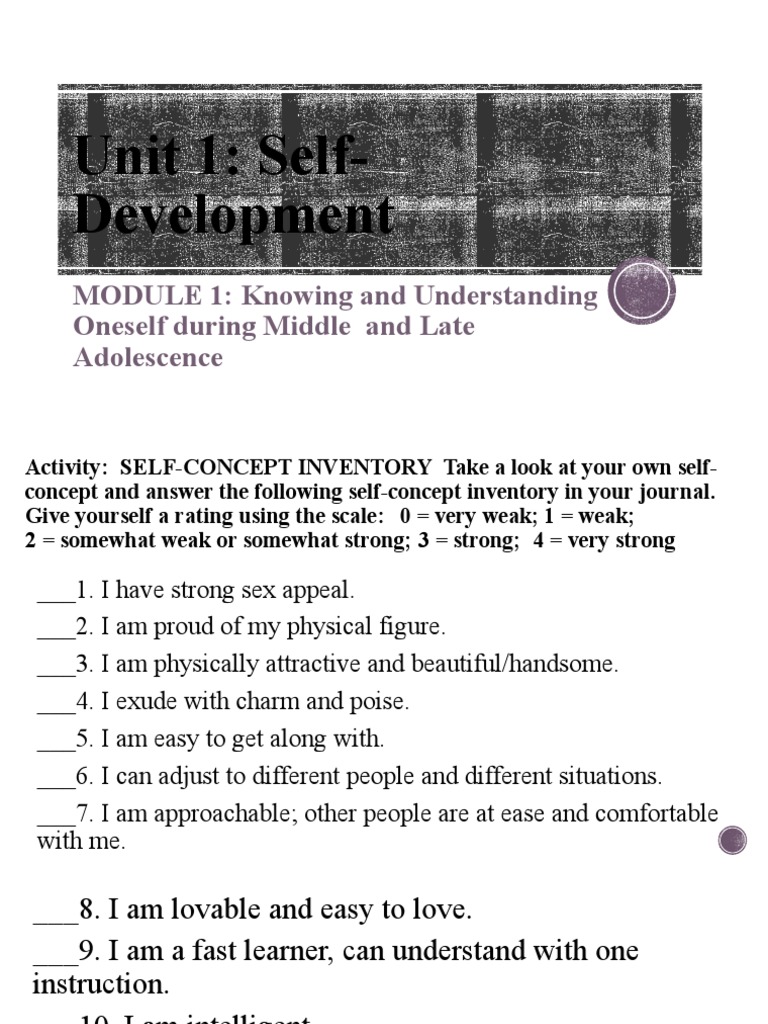 Per Dev Self Concept Activity | PDF | Self Concept | Mental Processes