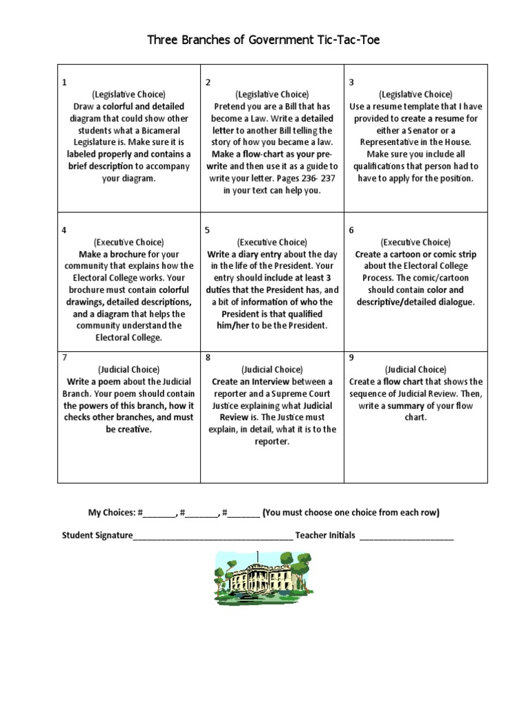 Three Branches of Government Tic-Tac-Toe | PDF | Judiciaries ...