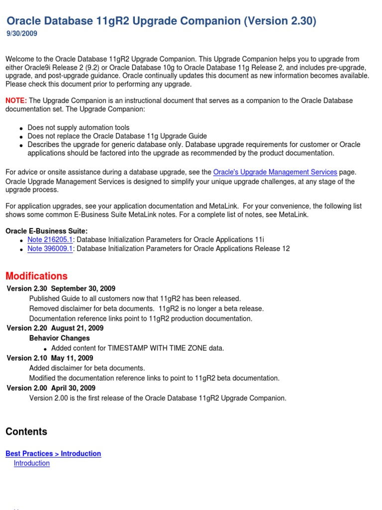 11gr2 Upgrade Companion Oracle Database Backup