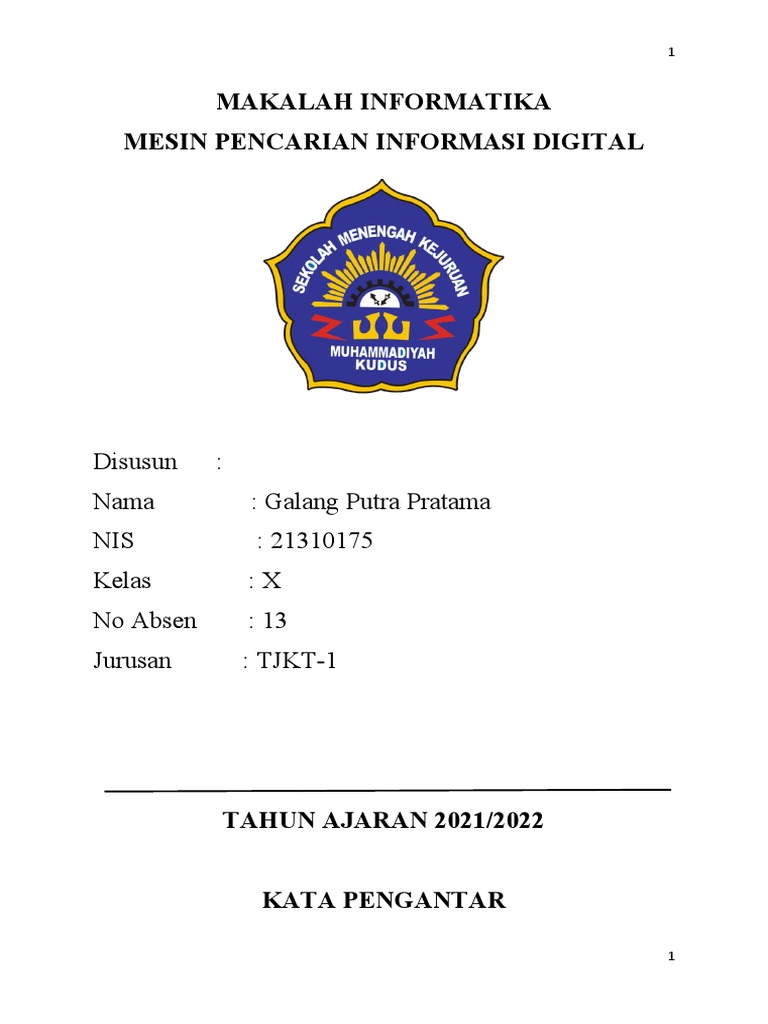Makalah Informatika Galang Putra Pratama XTJKT 1 | PDF