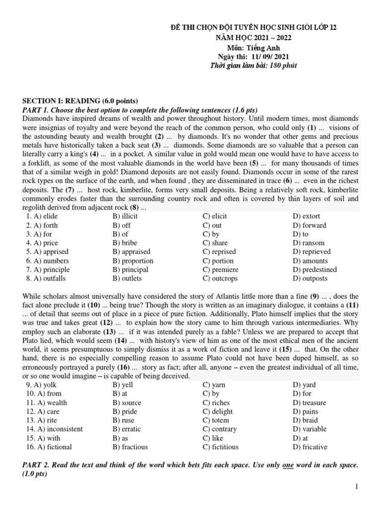 De Thi Hsg12 Anh | PDF | Influenza | Radiology