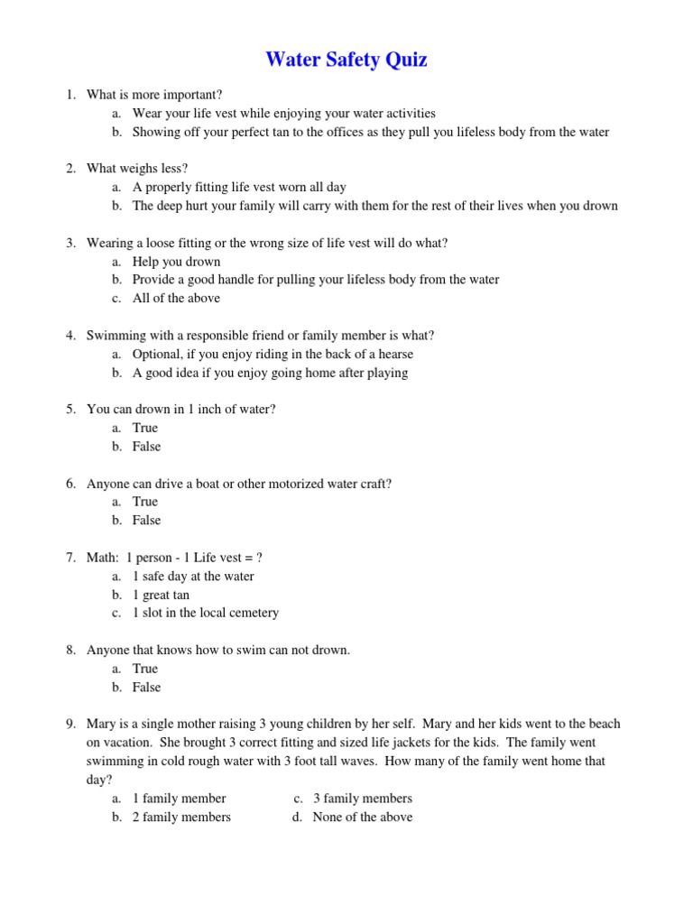 Safety Quiz Answer Key | PDF