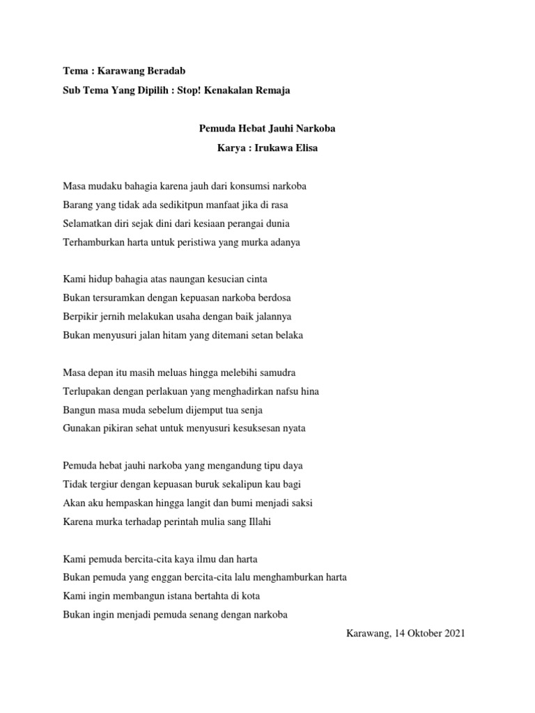 Template Naskah Lomba Menulis Puisi | PDF