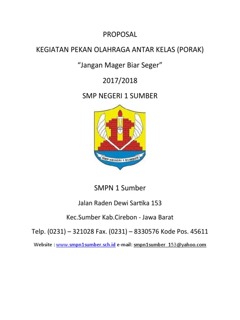 Proposal Kegiatan PORAK SMPN 1 Sumber | PDF