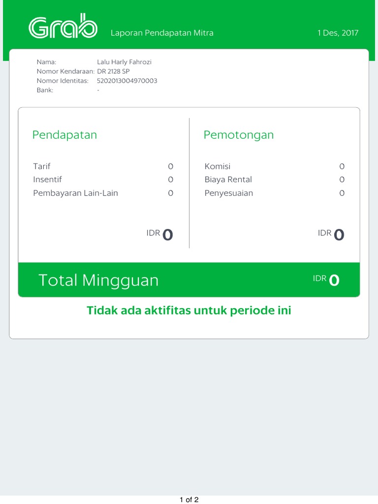 Laporan Pendapatan Mitra - 2017-W47 | PDF