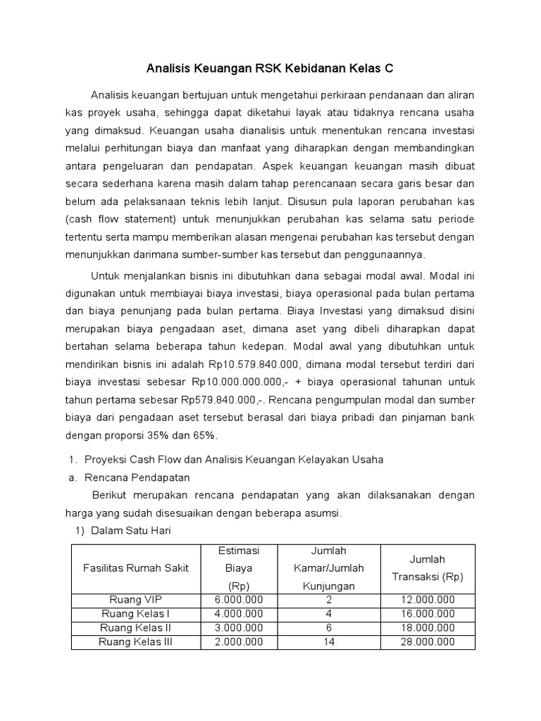 Analisis Keuangan RSK Kebidanan | PDF