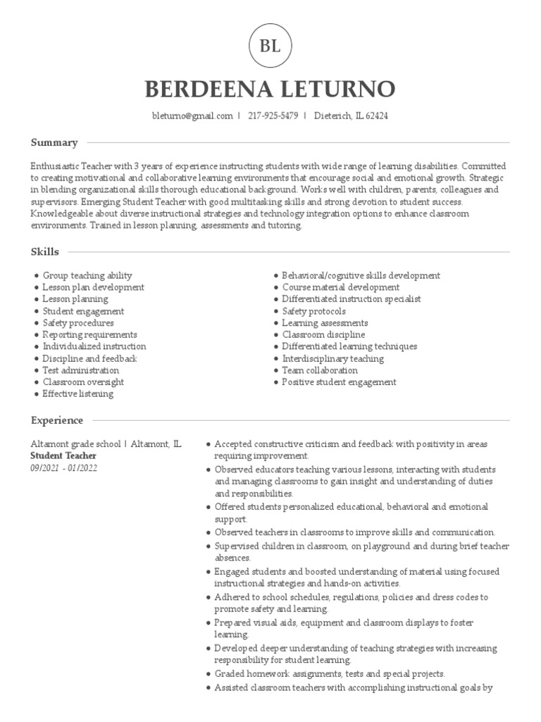 Berdeena Leturno Resume Updated 2021 | PDF | Teachers | Differentiated ...