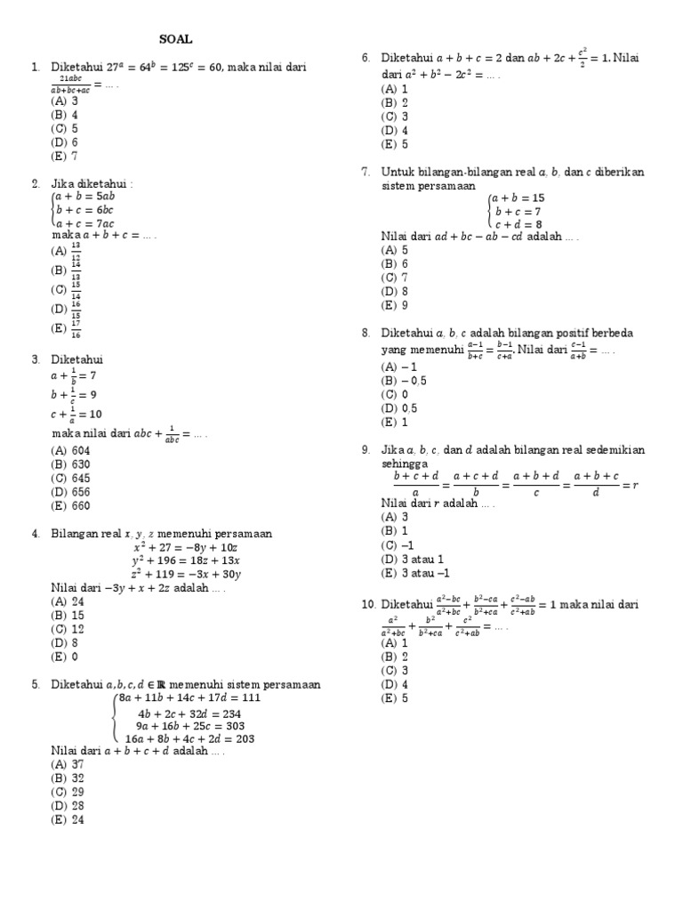 Soal Dan Solusi P3K Topik PERSAMAAN | PDF