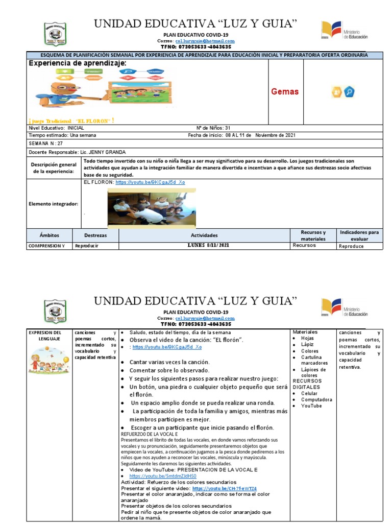 Semana 29 El Floron | PDF | Color | Educación de la primera infancia