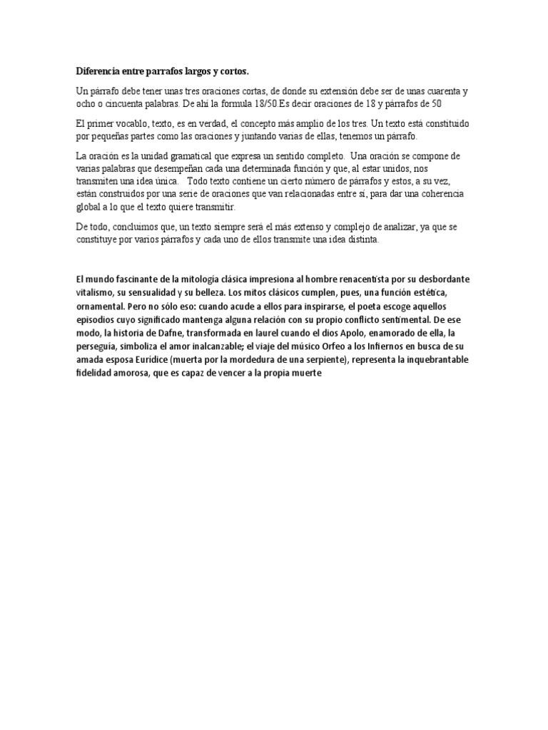 Diferencia Entre Parrafos Largos y Cortos | PDF