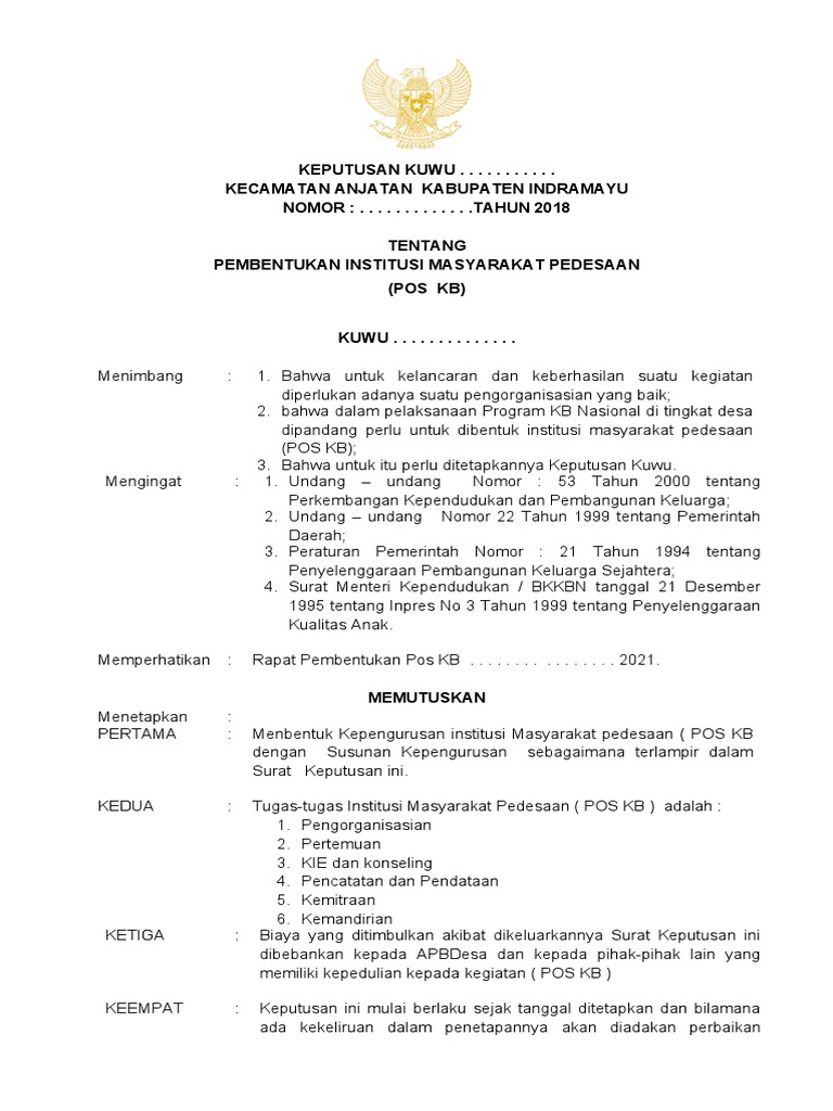 SK Pos KB | PDF | Pengelolaan Keuangan & Uang