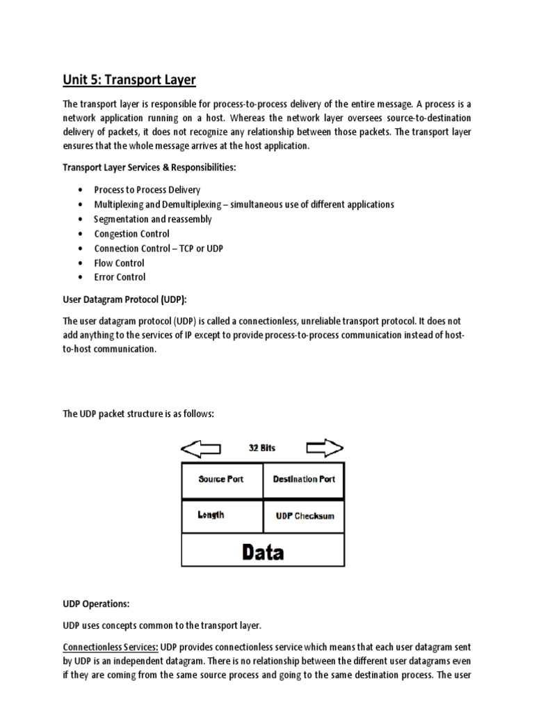 Unit 5: Transport Layer | PDF | Transmission Control Protocol | Port (Computer Networking)