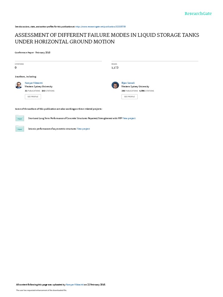 Assessment of Different Failure Modes in Liquid Storage Tanks Under ...