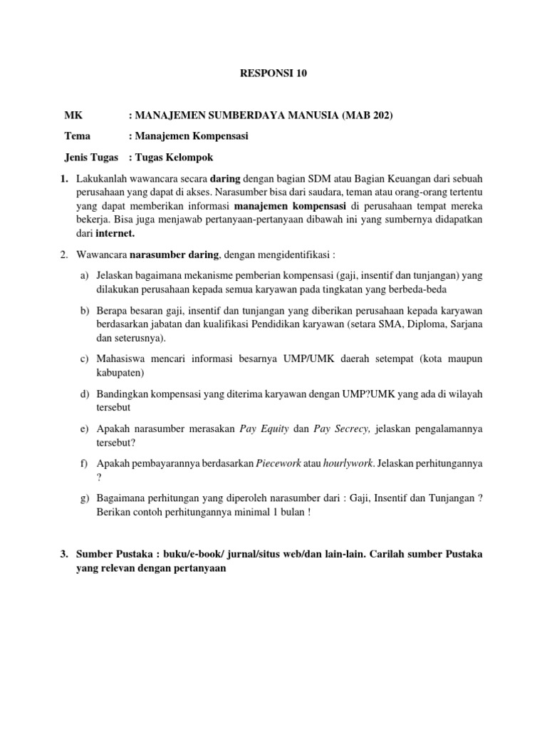 RESPONSI 10 - MSDM - Manajemen Kompensasi | PDF