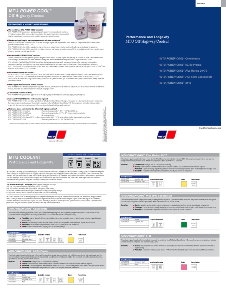 Mtu Power Cool Off Highway Coolant Pdf Applied And