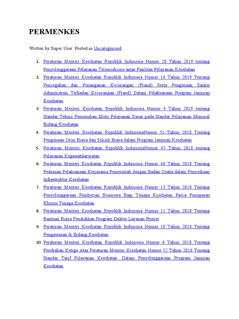 Seluruh PERMENKES | PDF