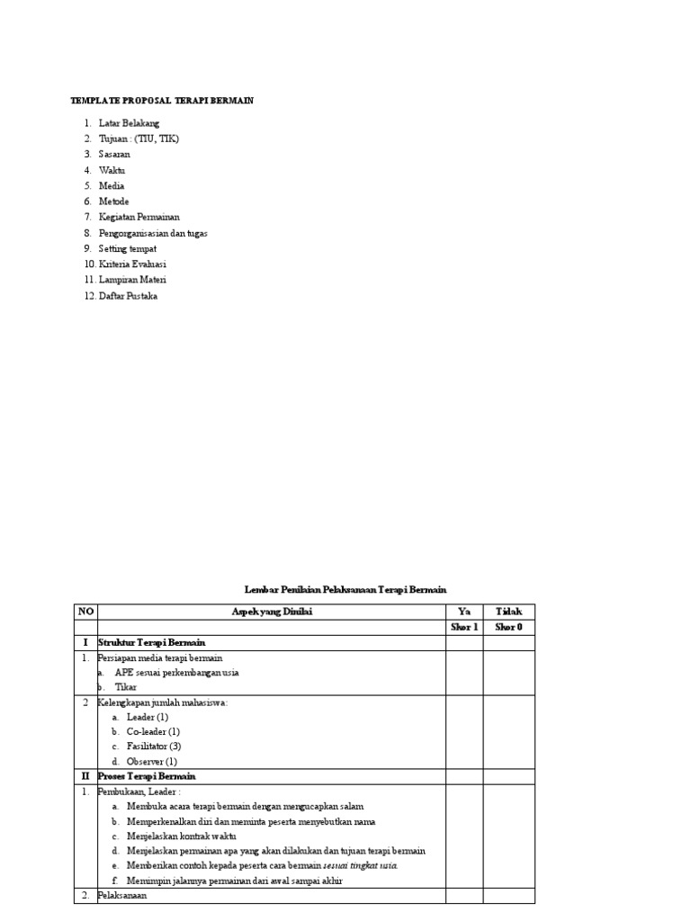 Template Proposal Terapi Bermain | PDF