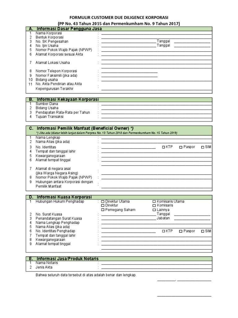Form CDD Korporasi | PDF
