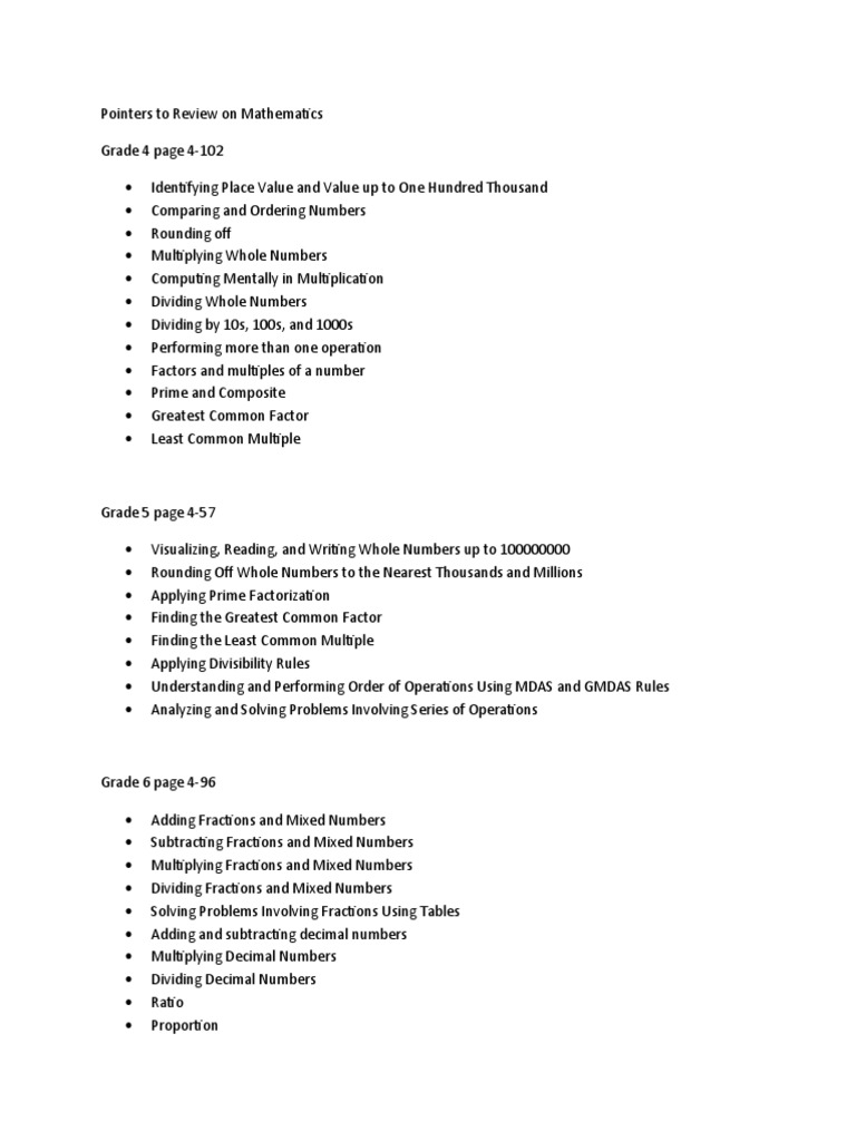 Pointers To Review On Mathematics | PDF | Factorization | Numbers