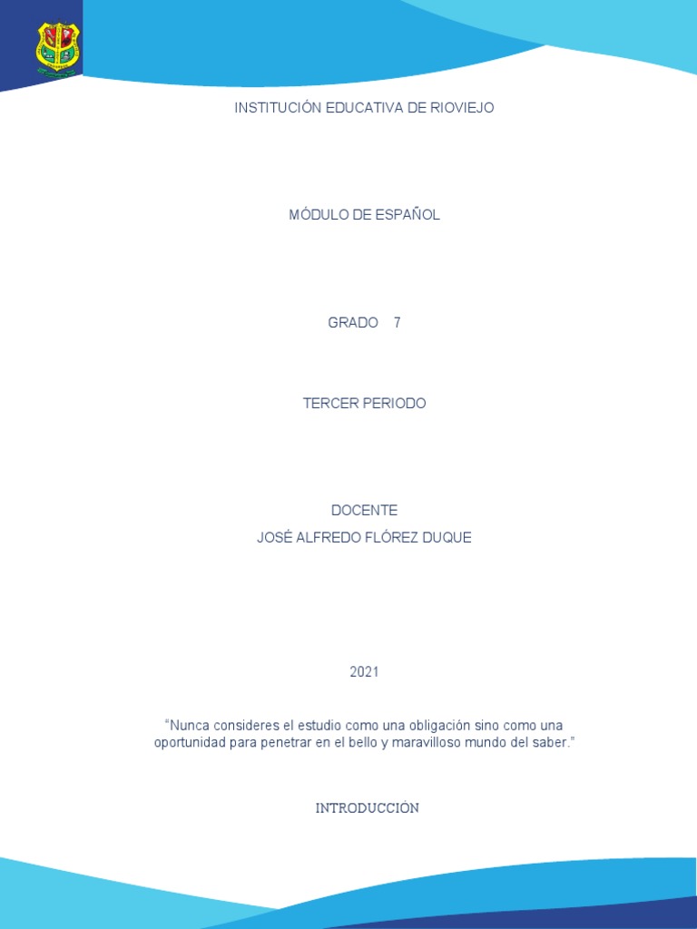 Modulo de Español 7 III Periodo | PDF | Verbo | Predicado (Gramática)