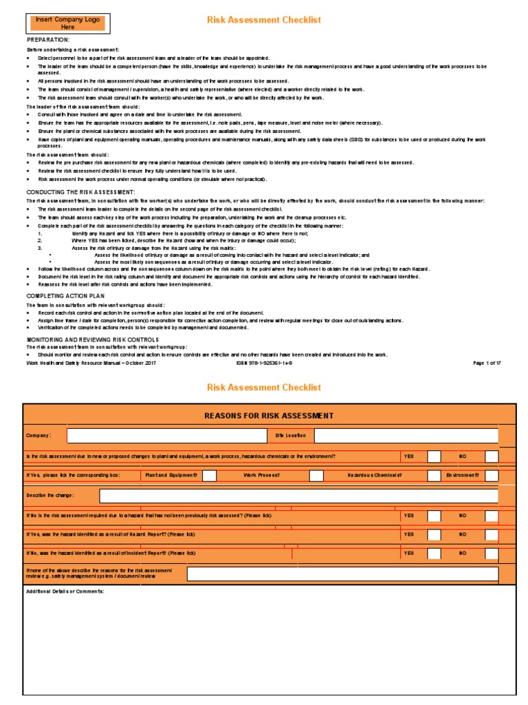 Risk Assessment Checklist Guide | PDF | Risk Assessment | Occupational ...