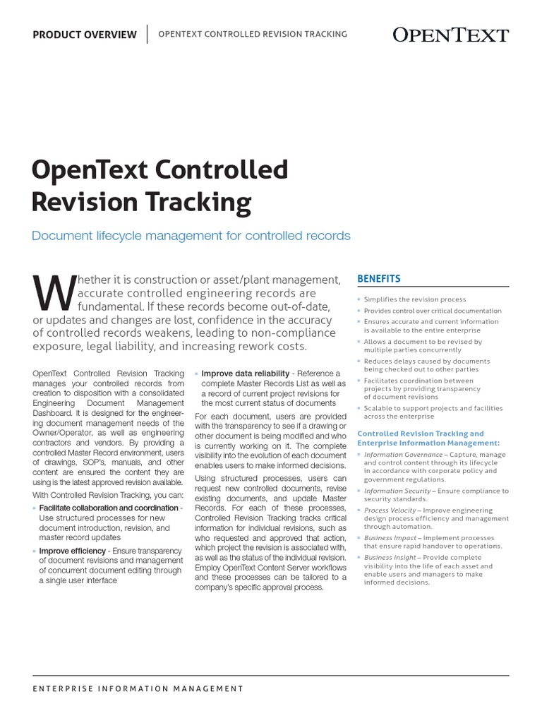 OpenText Controlled Revision Tracking | PDF | Product Lifecycle ...