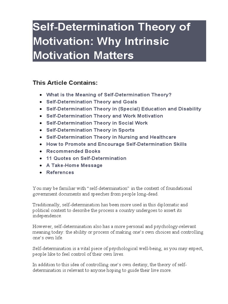 Self Determination Theory | PDF | Motivation | Motivational