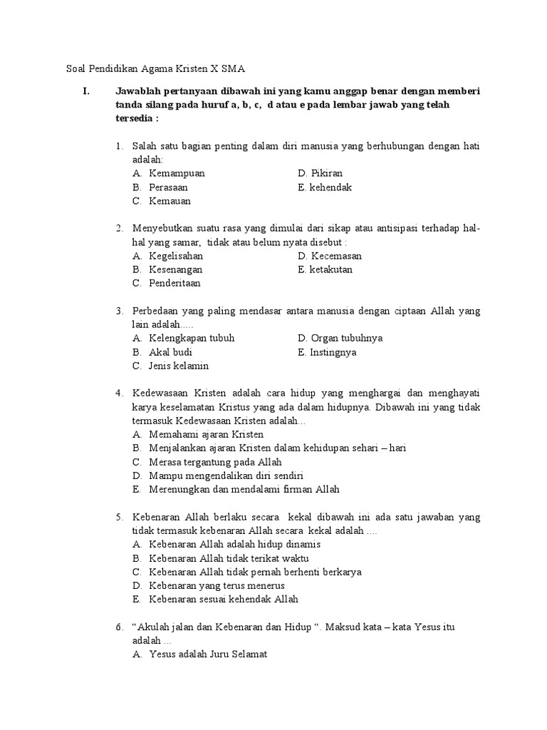 Final Exam Agama X Sma | PDF | Agama & Spiritualitas