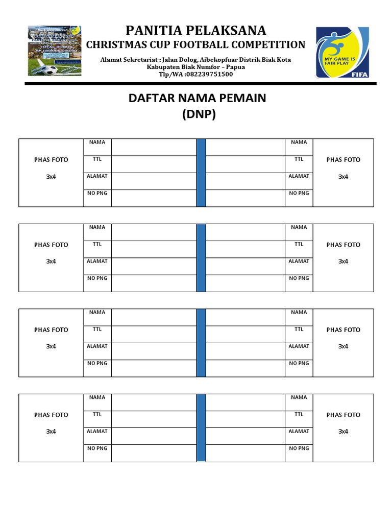 Panitia Pelaksana: Daftar Nama Pemain (DNP) | PDF