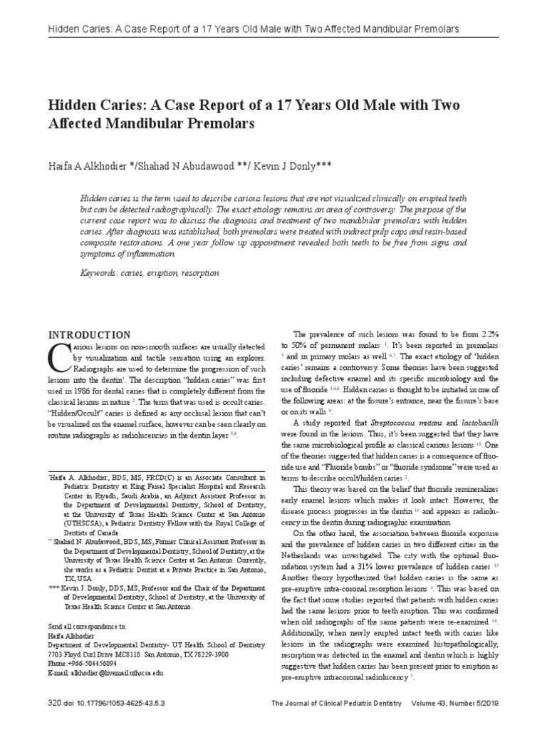 Hidden Caries: A Case Report of A 17 Years Old Male With Two Affected ...