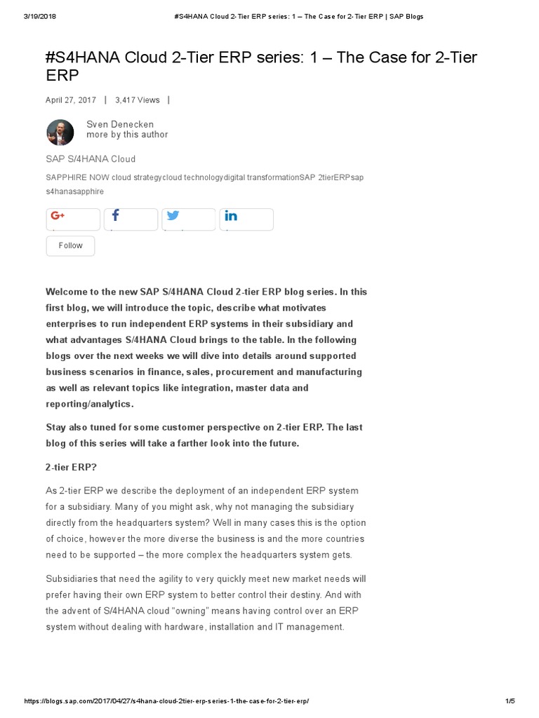 #S4HANA Cloud 2-Tier ERP Series - 1 - The Case For 2-Tier ERP - SAP ...