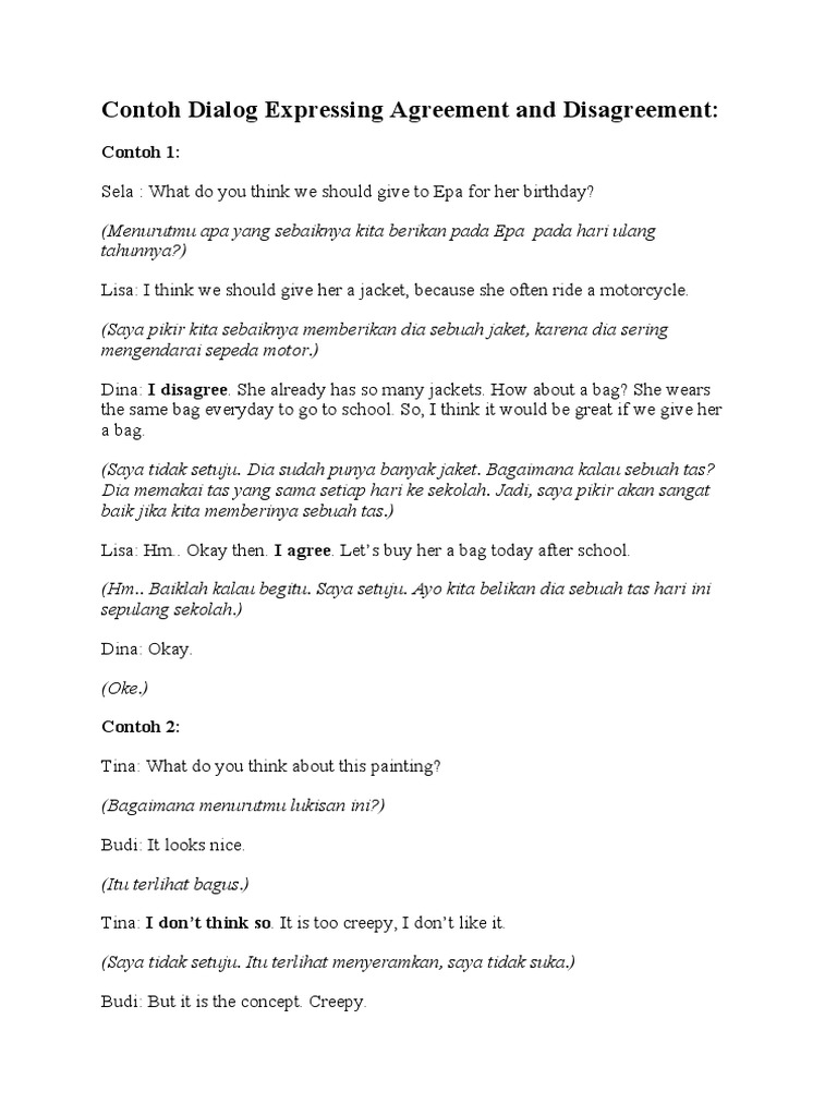 Contoh Dialog Expressing Agreement and Disagreement | PDF | Griya & Taman