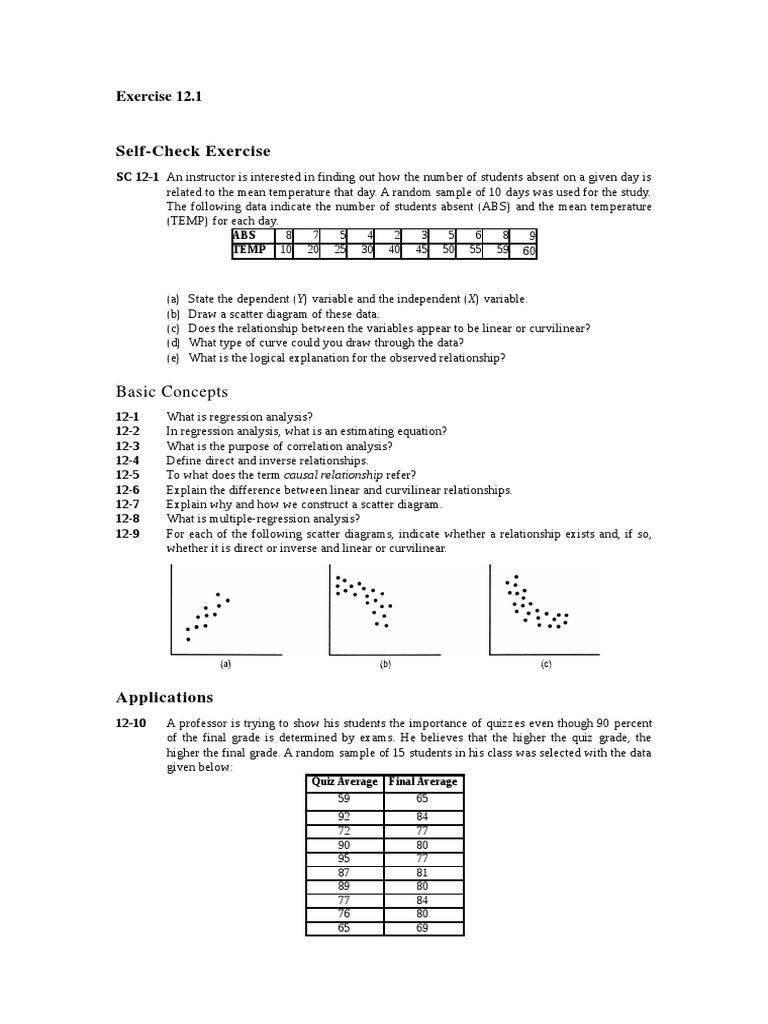Self Check Exercise | PDF | Correlation And Dependence | Regression ...