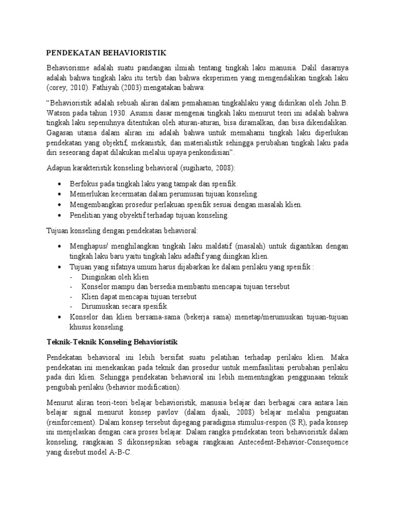 Pendekatan Behavioristik | PDF