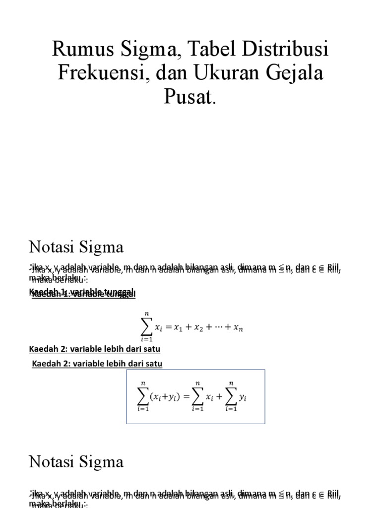 ELM Statistika 02 - Rumus Sigma | PDF