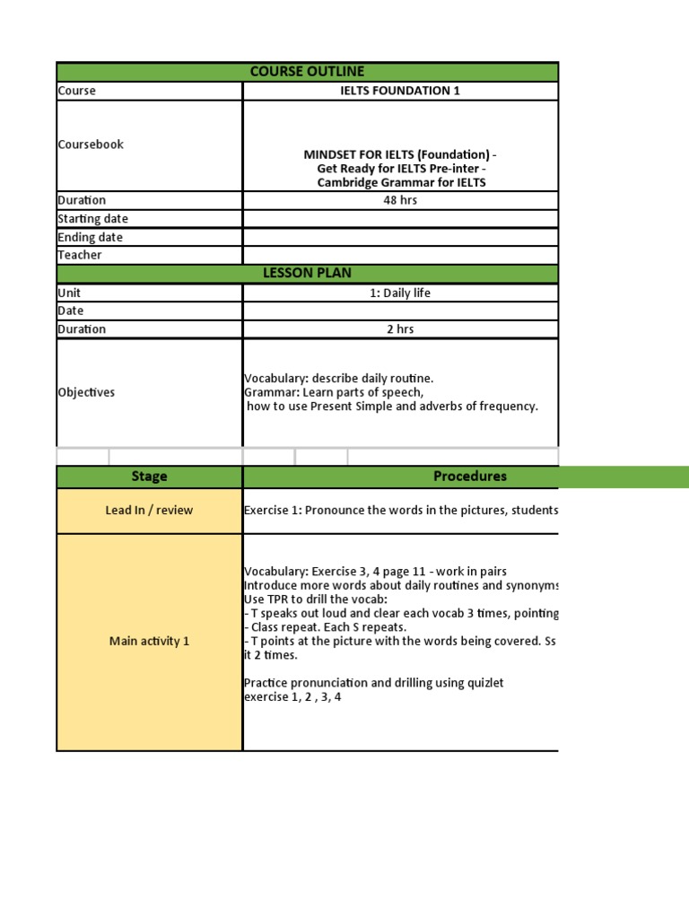 Ielts Foundation 1 - Unit 1 | PDF | Lesson Plan | Vocabulary
