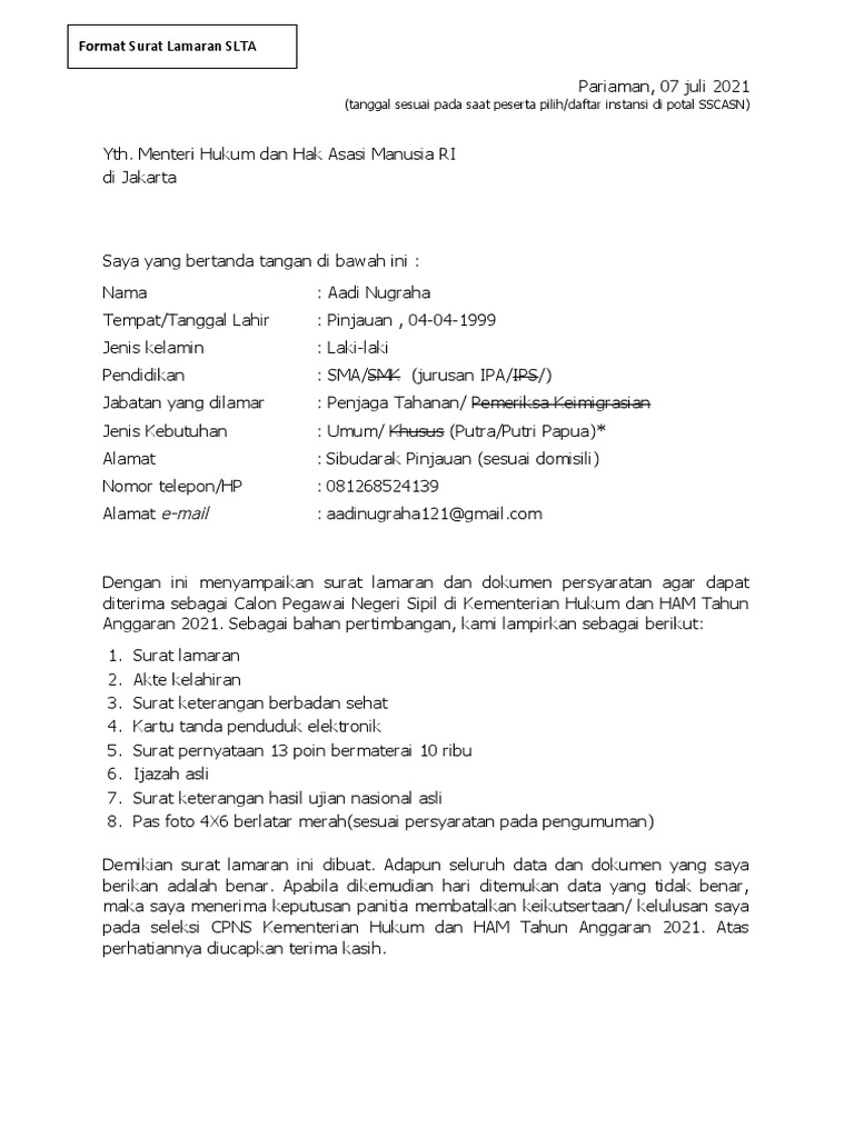 Format Lamaran | PDF | Hukum