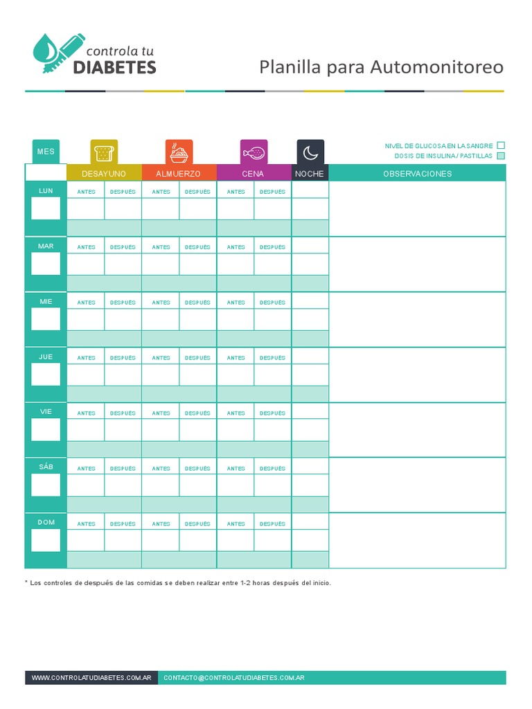 Planilla - Automonitoreo Glucosa | PDF