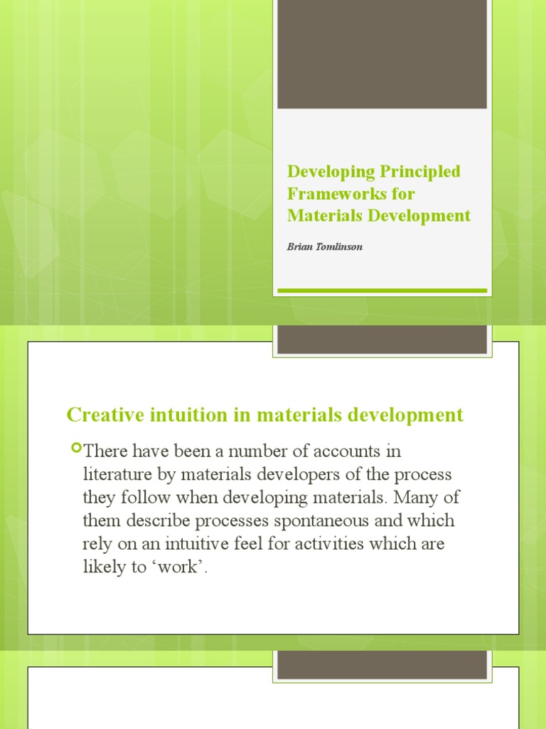 Developing Principled Framework For Materials Development | PDF ...