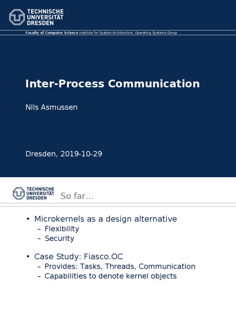 Inter-Process Communication: Nils Asmussen | PDF | Kernel (Operating System) | Computer Architecture