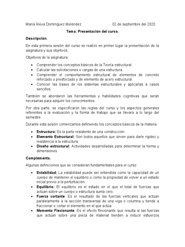 Bitácora 1 Teoria Estructuctural | PDF | Hormigón | Ingeniería estructural