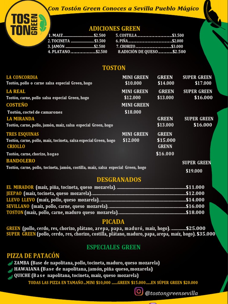 Carta Toston Green | PDF | Comida y bebida | Alimentos