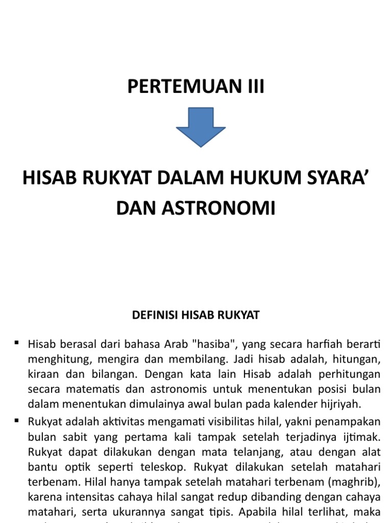 Fiqh Hisab Rukyat - Pertemuan III | PDF