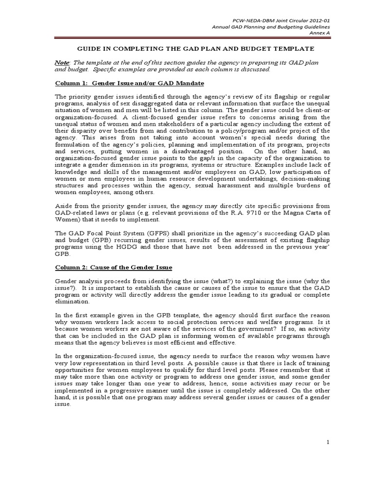 GAD Planning & Budgeting Guide | PDF | Gender | Gender Studies