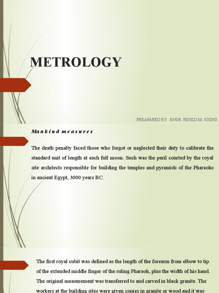 A Brief History of Metrology and an Overview of the English and Metric ...
