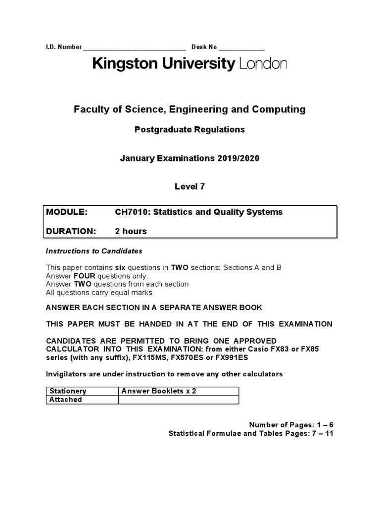 Faculty of Science, Engineering and Computing: Postgraduate Regulations ...