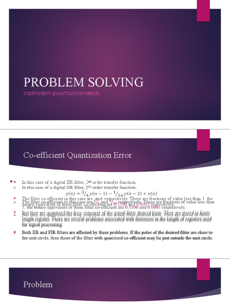 Dsp Co Efficient Quantization Error Problem Pdf