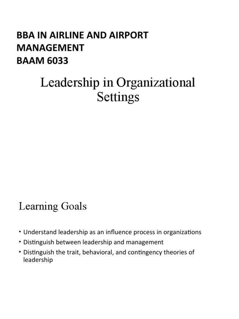 Organizational Behaviour Topic 6 | PDF | Leadership | Leadership