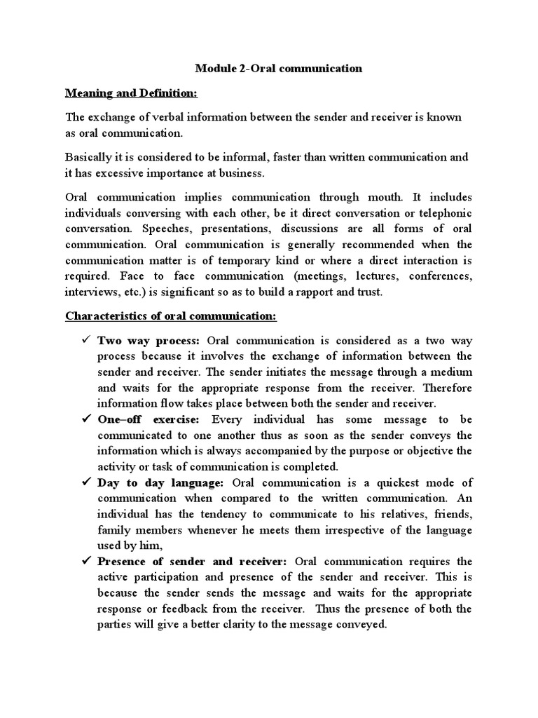 Oral Communication Module 2 Overview | PDF | Communication | Conversation