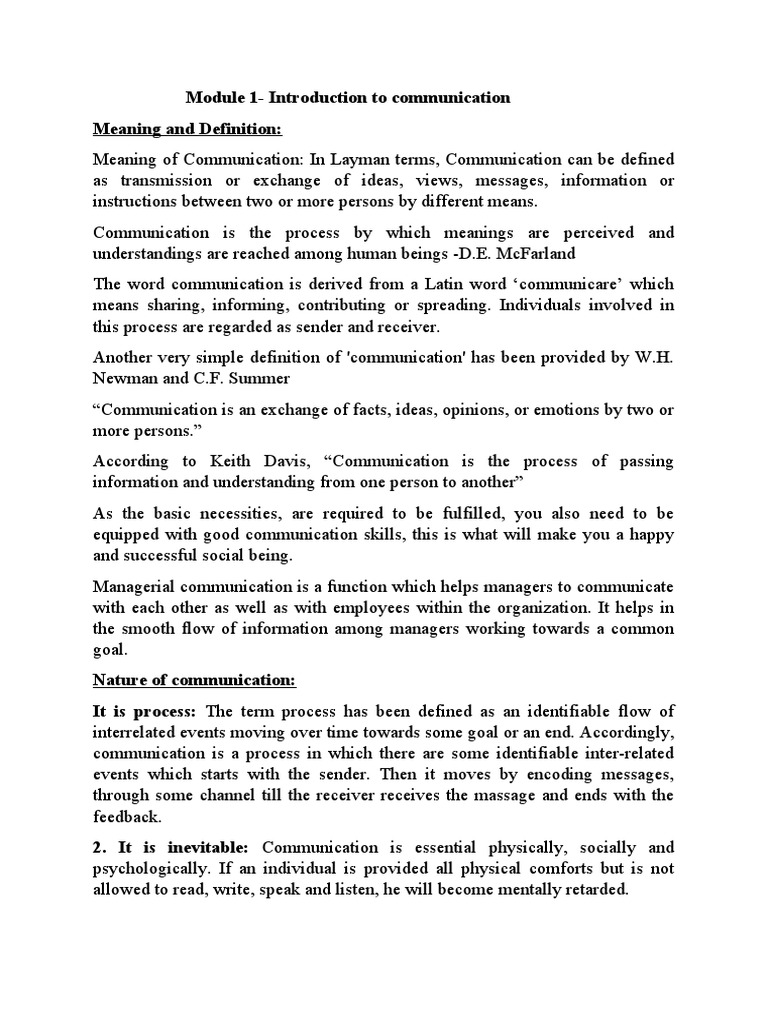 MC-Module 1 - Introduction To Communication | PDF | Communication | Jargon